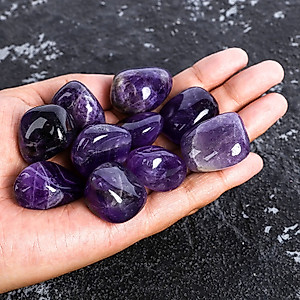 ZenQ 1/2 lb Tumbled Amethyst Stones for Wicca, Reiki, and Energy Crystal Healing, Natural Amethyst Crystal from Brazil