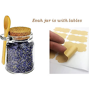 Ahhute Glass Storage Honey Jars with Cork Lids, Bamboo Spoons,Brush and Lables - Glass Canning Jars for Bath Sea Salt, Spices, Teas, Candy, Candle Making,Diy and Art,Dishwaresafe,12 Pack, 250ml/8oz