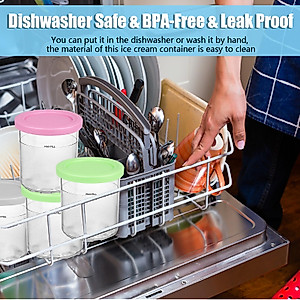 4pcs Ice Cream Pint Containers Replacement for Ninja Creami Pints and Lids, Compatible with NC301 NC300 NC299AMZ Series Ice Cream Maker, Dishwasher Safe & BPA-Free Leak Proof Ice Cream Container Box