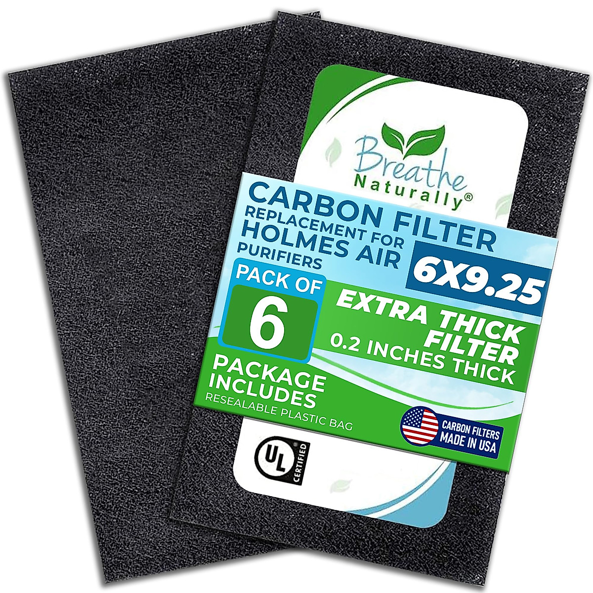 Breathe Naturally - Hapf600 HEPA Carbon Filter Replacement for Holmes Air Purifiers - High Efficiency Carbon Air Cleaner Filters - Compatible with Holmes HAPF600 Series - (2 Pack Carbon Filter C)