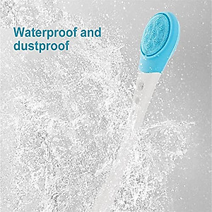 INGVY Dry Brushing Body Brush Electric Brush with Long Handle Rotatablcze Showering Waterproof Body Washing Tool Double Side Brushes Accessory (Color : Blue)