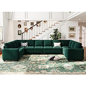 Belffin Velvet Corner Seat Module for Modular Sectional Sofa Couch Corner Sofa Couch Chair Green