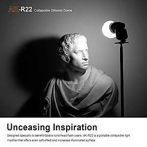 Godox AK-R22 Collapsible Diffusion Dome, Diffuser for Godox V1/ V1pro Round Head Flash, Godox AD100Pro, Godox H200R