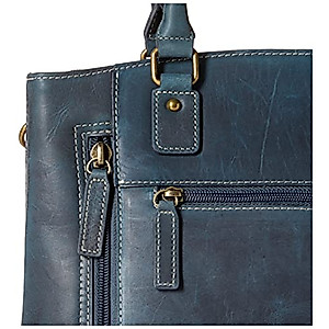 Gun Tote'n Mamas womens - Tote'n (Blue) Concealed Carry Purse Distressed Buffalo Leather Town Tote by Gun Tote n Mamas Blue , Blue, Medium US