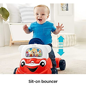 Fisher-Price Laugh & Learn 3-In-1 Smart Car, Baby Walker & Toddler Ride-On Toy with Smart Stages Learning Content for Ages 9+ Months
