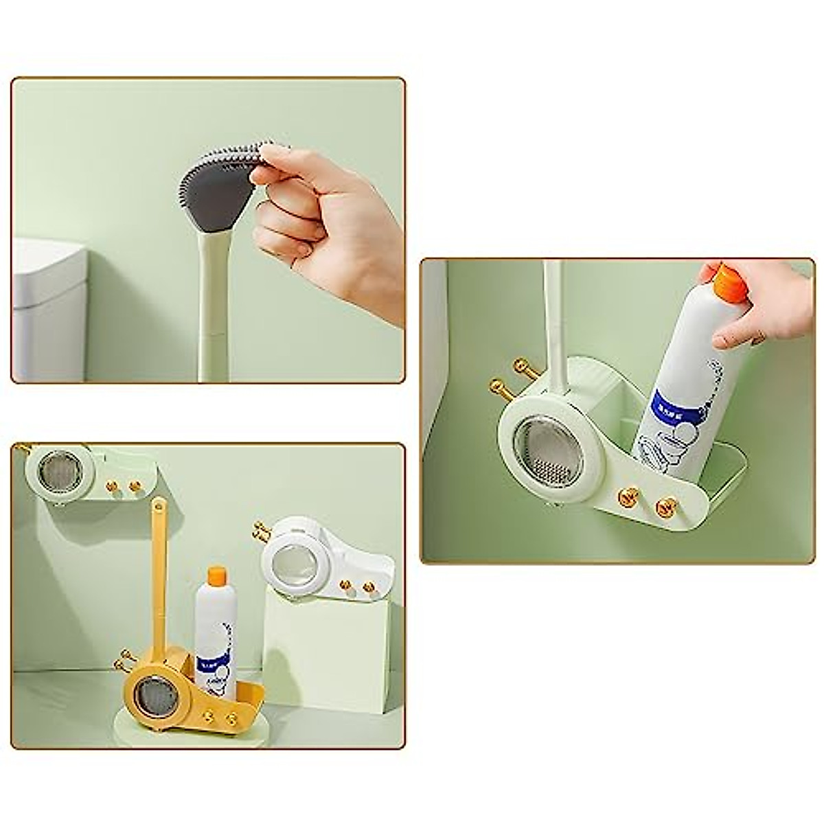 Wall Mounted Toilet Brush With Snail Shape Holder Toilet Cleaner Long Handle Cleaning Brushes For Bathroom Accessories Toilet Cleaning Brush