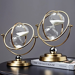 Brass Hourglass 60 Minute Sand Clock Timer:720° Rotating Antique White Sand Watch 60 Min,Antiguo Reloj De Arena 1 Hora,Large Metal One Hour Glass Sandglass for Office Desk Home Wedding Gift Decorative