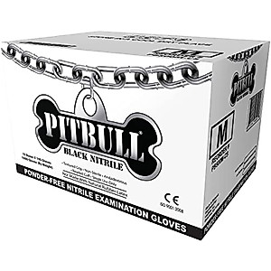PITBULL Black Nitrile Exam Gloves, 6 Mil, Disposable, Case/1000, X-Large XL