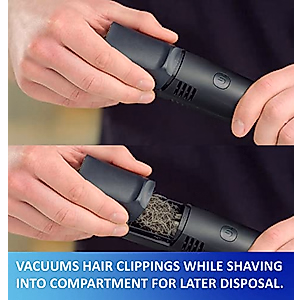 Bell+Howell Vacutrim Professional Vacuum Hair Trimmer with Powerful Suction Rechargeable Shaver for Mens Beard Mustache Sideburn Ultra Sharp Stainless Blade Cordless Hair Clipper As Seen On TV