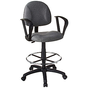 Boss Office Products B1617-GY Ergonomic Works Drafting Chair with Loop Arms in Grey