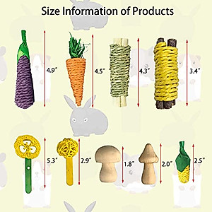 Vehomy 12Pcs Hamster Toys for Hamster Small Animal Chewing Toy Hamster Applewood Molar Stick Rat Cage Hanging Swing Handmade Carrot Lollipop Toy Small Pet Cage Decor Toy for Gerbils, Rats, Parrots