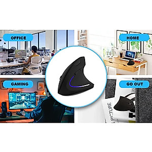 Wireless Mouse Ergonomic Vertical Left-Handed Mouse Ergo LED Light High Precision Optical Cordless Lightweight Left Hand Mice Women Men Gift for PC Computer Laptop Mac Office,1600 DPI,Side Buttons