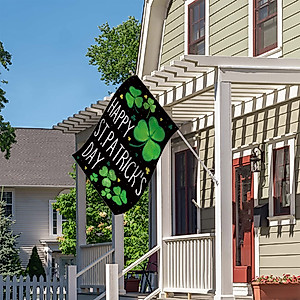 Morigins Happy St Patrick's Day Lucky Shamrocks Clover Double Sided Spring 17 March Yard Outdoor House Flag 28x40 Inch