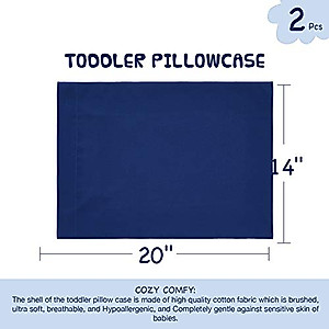 EXQ Home Toddler Pillowcases 14x20 Travel Pillow Case Set of 2, Small Pillow Case Fits Baby Pillow Sized 12x16, 13x18, Kids Pillowcases 2 Pack Machine Washable with Envelope Closure(Navy)