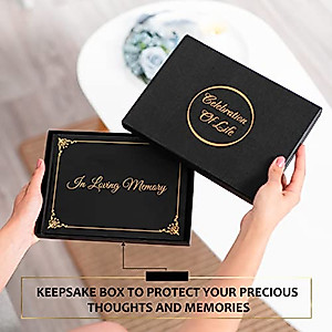 Elegant Funeral Guest Book for Memorial Service - Hardcover Memorial Guest Book for Funeral, Box, Pen & Sign - Memorial Service Guest Book Set of 4 - Memory Book for Celebration of Life Guest Book