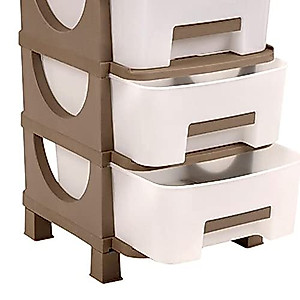 Homeplast Ouma 24 Inch Tall Plastic 3 Drawer Home Storage Indoor Outdoor Organizer Shelf Unit with Perforated Ventilated Drawers, Beige