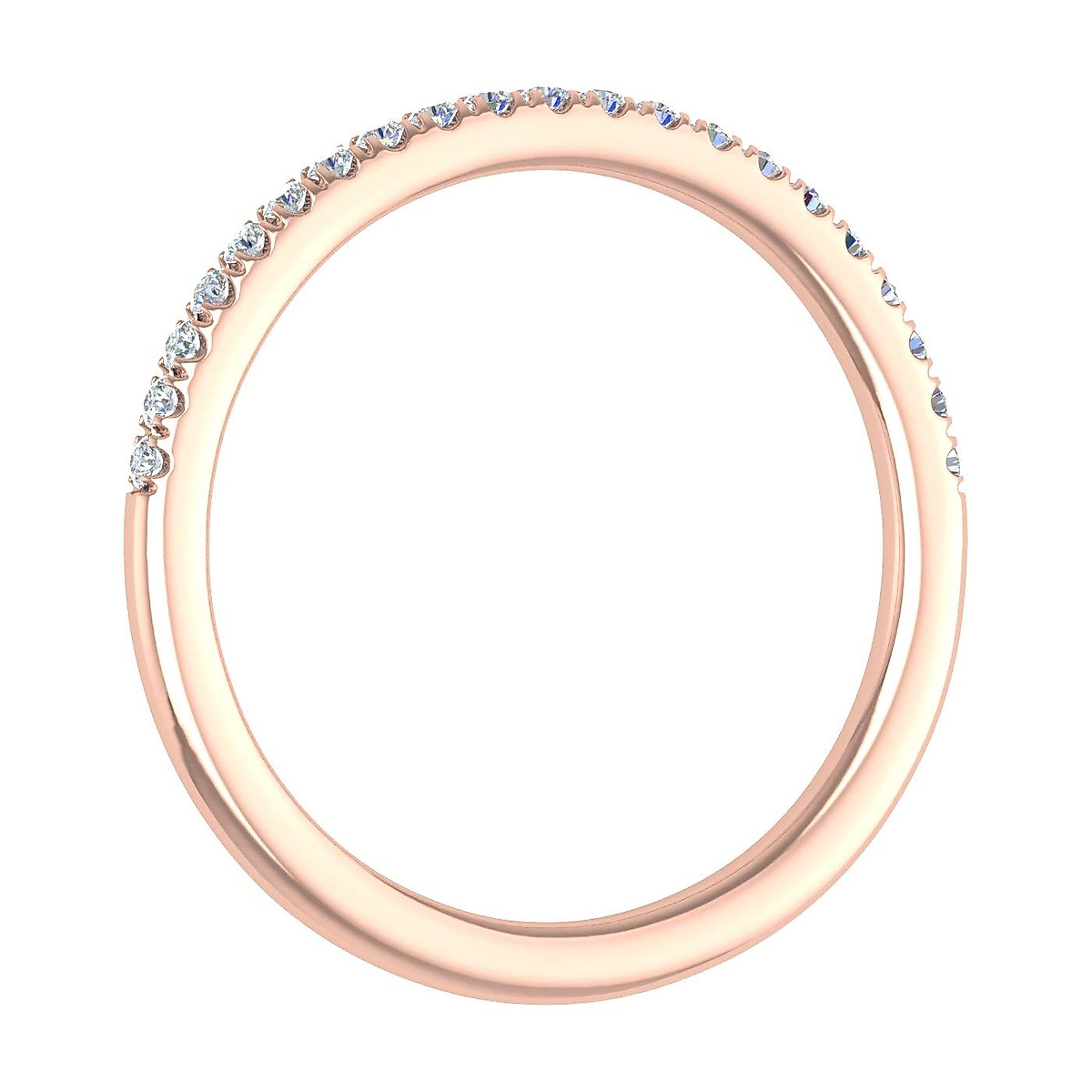 14K Rose Gold Half Eternity Diamond Wedding Band Ring for Women (0.15 Carat) (Ring Size 6)