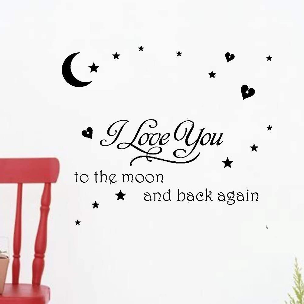 DNVEN Quotes Decals I Love You to The Moon and Back Wall Stickers Removable Vinyl DIY Graphic Arts for Children Bedrooms Family Playrooms Classroom 24 inches x 15 inches