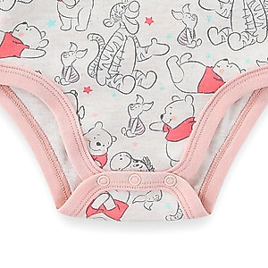Disney Dumbo, Princess Or Winnie the Pooh Girls 3 Pack Bodysuit for Newborn and Infants
