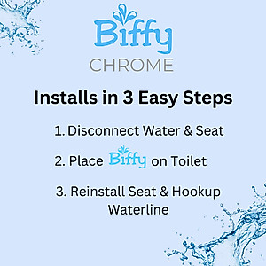 Biffy Chrome Metal Attachable Bidet: Physician Designed, Self-Cleaning 8-Stream Nozzle, Non-Electric, Adjustable Water Pressure, Two-Inch Coverage, Easy Install (Metal Bidet)
