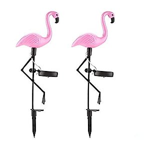 Yosoo- Solar Flamingo Garden Light, 2 Pack Pink Flamingo Solar Powered Outdoor LED Lawn Light Decorative Stake Lamp Pink Flamingo Yard Ornament Stakes for Garden Yard Pathway
