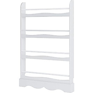 ABBWOBOX 4-Tier Bookshelf, 31.5L x 5.3W x 46.5H Wall Mounted Floating Display Storage Shelves Book Rack, Organizer Stand for Books Toys in Playroom Living Room Bedroom, White