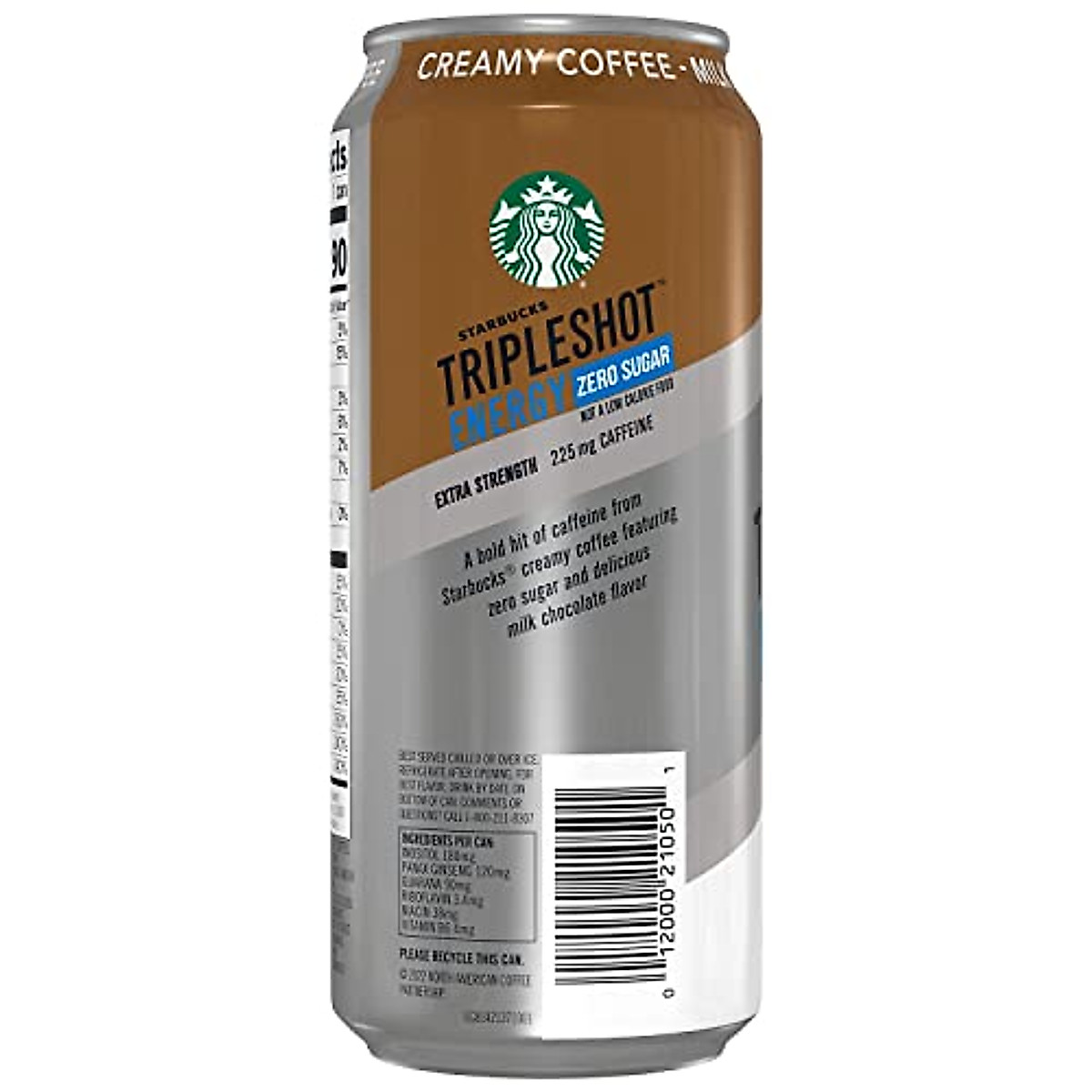 Starbucks Tripleshot Energy Extra Strength Espresso Coffee Beverage, Milk Chocolate, Zero Sugar, 225mg Caffeine, 15oz cans (12 Pack)