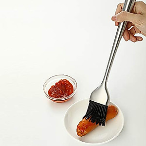 JXS Silicone Sauce Basting Brush, 12 Inch Sturdy BBQ Basting Brush with Stainless Steel Handles