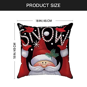 DOTOOMA 18 x 18 inches Christmas Snowflake Snowman Santa Claus Decorative Red Black Buffalo Check Plaid Throw Pillow Cover Set of 4 Let It Snow Baby It's Cold Outside Home Supplies