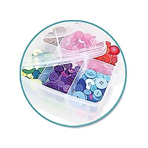 CraftMedley 3 Layer Stack and Carry Box, Plastic Multipurpose Portable Storage Container Tote with Handle - Organize Crafts, Beads, Buttons, Sewing - 6 x 6 x 5 Inches