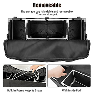 SUNPIE ATV Rear Seat with Storage ATV Back Seat w/Cushion Seat Upgrade Waterproof Zipper ATV Passenger Seat Cargo Bag Compatible with Honda Kawasaki Yamaha,4 Wheeler Rear Seat Bag Build-in Frame Camo