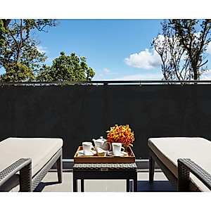 TANG 3' x 25' Black Balcony Privacy Screen Fence 200GSM Heavy Duty Windscreen for Apartment Porch Deck Outdoor Patio Backyard Patio Balcony UV-Proof