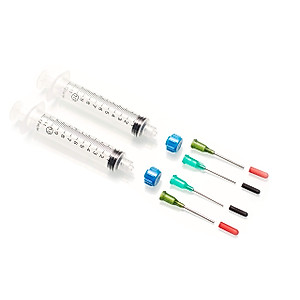 Dispense All - Mini Industrial Syringe Pack - 10ml Luer Lock Syringes, 14 and 18 Gauge Blunt Needles, Covers and Syringe Caps | Precision Crafting, Gluing, Refilling Pens and Empty Cartridges, Repairs