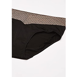 Warner's Women's Blissful Benefits No Muffin 3 Pack Hipster Panties, Black lace dot/Almond/Black, L
