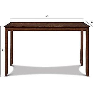 New Classic Furniture Amy Kitchen Counter Island Dining Table for 4 with Storage Shelf & USB Chargers, Traditional Brown Cherry