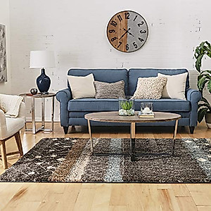 Mohawk Home Huxley Adobe Abstract Shag Area Rug, 5'x8', Brown/Beige