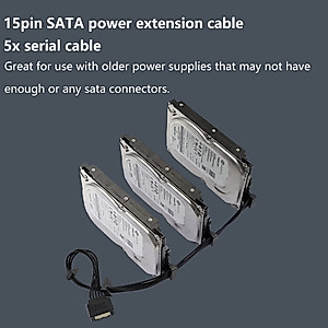 GELRHONR 15Pin SATA Male to 5 x 15 Pin SATA Female Hard Drive Power Right Angle Splitter Adapter Cable Extension Cable for Hard Disk 50CM