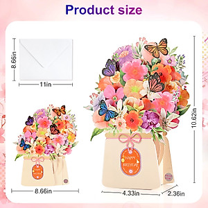 Yinqing Birthday Cards, Light and Music Happy Birthday Card, Lily and Butterflies, 10 Inch Life Sized Forever Flower Bouquet 3D Pop Up Birthday Gift Card for Women Wife Mom Daughter Sister