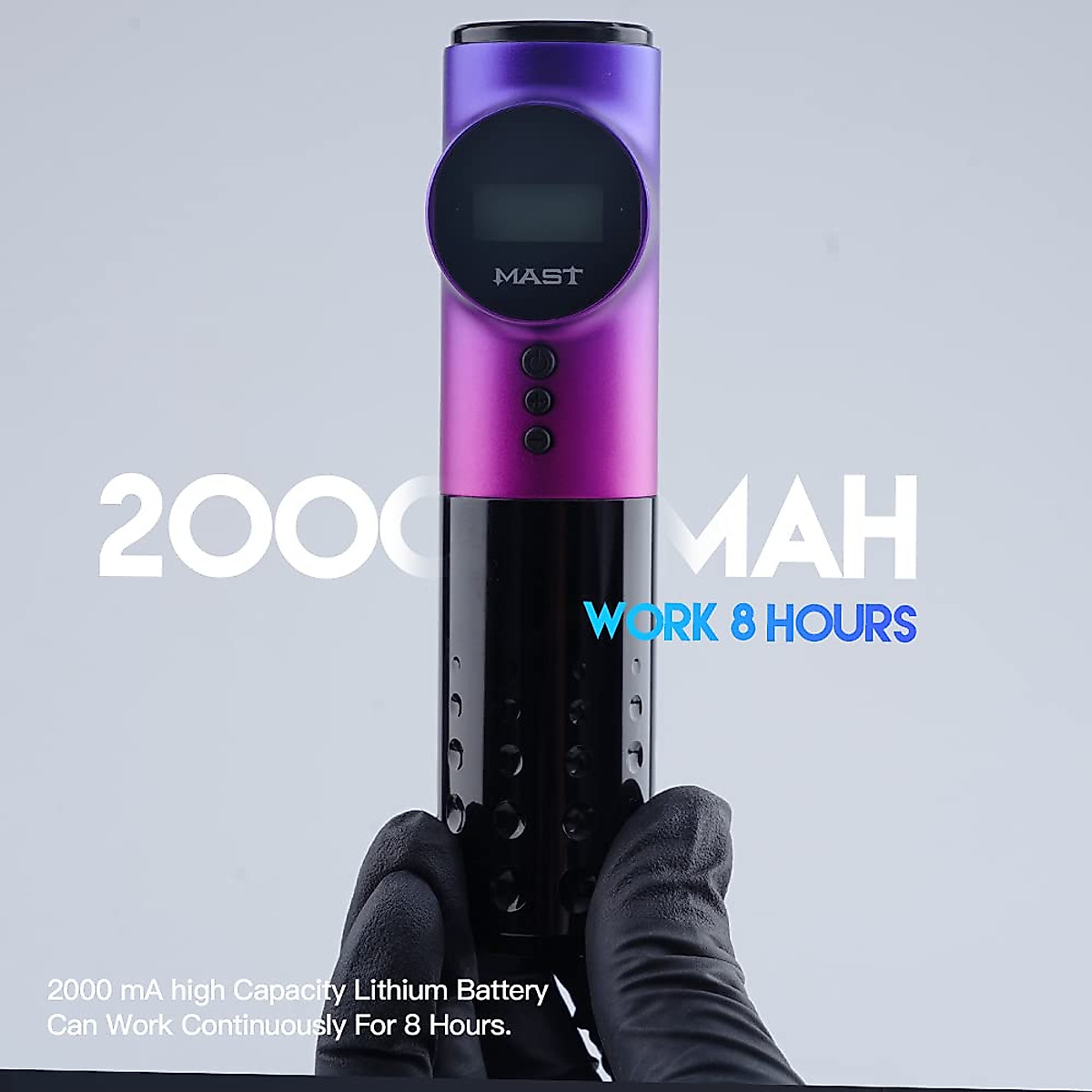 Mast Archer Wireless Tattoo Pen Machine, Rotary Tattoo Gun with Powerful Motor by Mcore, 2,000mAh Battery by Mastlabs for Run Long Time 3.5mm Stroke Gradient Purple