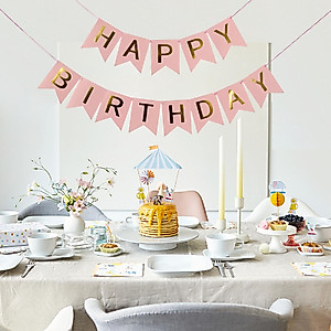 Imtively Pink Happy Birthday Banner, Happy Birthday Bunting Decorations for Birthday Party Backdrop Decor, Happy Birthday sign Party Supplies for Women Kids Baby Shower Birthday Party Hanging Decor
