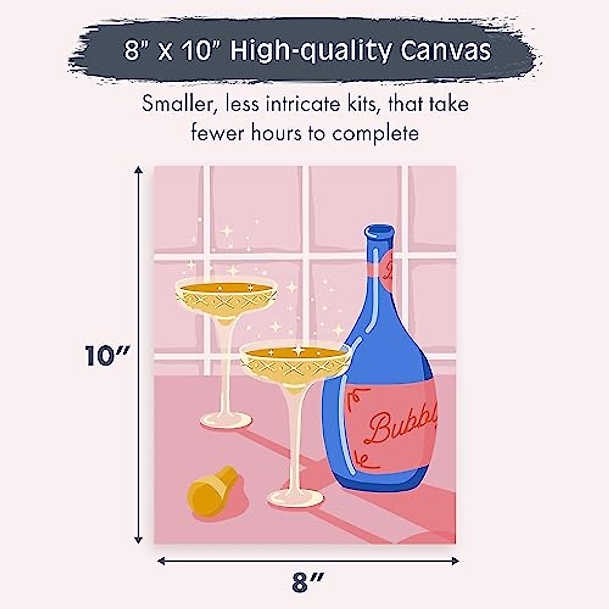 Pink Picasso Kits Mid Century Modern Paint by Number for All Ages | DIY Color by Numbers Craft Kit Acrylic Paint Canvas Beginners Painting Kits as Seen On Shark Tank | (Be Bubbly) 8x10-Paint Kit Set