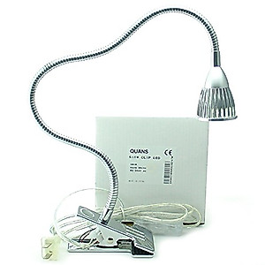 QUANS 5W 5x1W Warm White 19.68inch Clamp Clip on Gooseneck High Power LED Desk Table Light Lamp Ultra Bright Silver