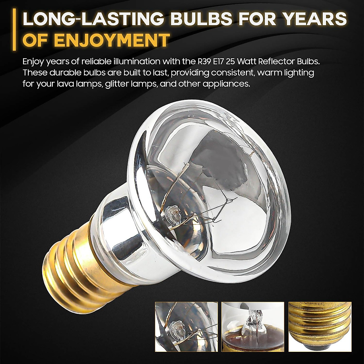 Seentech R39 E17 25 Watt 120V Reflector Incandescent Replacement Bulb Adjustable Warm White Light - Lava Lamp Replacement Bulb, Suitable for Lava lamp, Glitter Lamps (Pack 4)