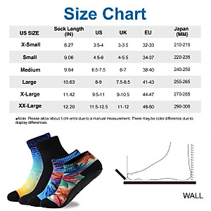 RANDY SUN Unisex Quick-Dry Sand Not Waterproof Socks, Barefoot Shoes for Summer Fun Surf Swim Yoga Exercise Water Sport Protect Against Hot Sand and Shells (1 Pair Black Red Printed Low Cut S)