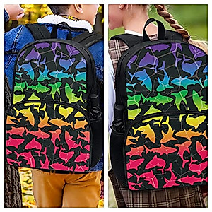 Colorful Shark Backpack Baby Shark Backpack Kids Shark Backpack Toddler Kindergarten School Bookbag with Pocket Zipper Adjustable Strap Mini Backpack Travel Backpack for Women Men