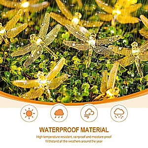 BLOOMWIN Dragonfly Solar String Lights Solar Christmas Lights Outdoor Waterproof 30 LED 21.3ft Warm White 8 Modes Dragonfly Fairy Lights Hanging Decorative Lighting for Garden Patio Yard Home Wedding
