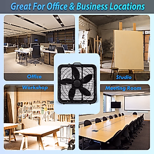 Comfort Zone Box Fan with Carry Handle, 20 inch, 3 Speed Full-Force Air Circulation with Air Conditioner, Floor Fan, Bedroom Fan, Airflow 15.03 ft/sec, Ideal for Home, Bedroom & Office, CZ200ABK