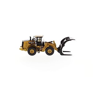 CAT Caterpillar 972M Wheel Loader with Log Fork and Operator High Line Series 1/87 (HO) Scale Diecast Model by Diecast Masters 85950