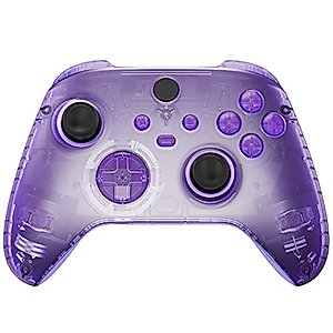 eXtremeRate Clear Atomic Purple Controller Full Set Housing Shell Case w/Buttons for Xbox Series X/S, Custom Replacement Side Rails Front Back Plate Cover for Xbox Series S & Xbox Series X Controller