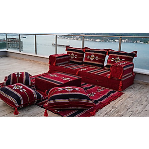 Maroon Turkish Floor Sofas, Window Seat, Floor Sofa Seating, Arabic Majlis, Reading Sofa Pillow, Meditation Yoga Loveseat, Sofa Cover (Sofa Full Set)